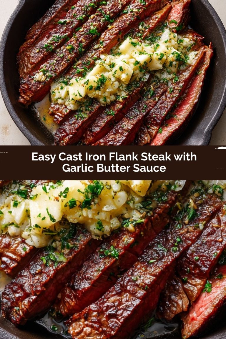Easy Cast Iron Flank Steak with Garlic Butter Sauce - The Comfort Spoon